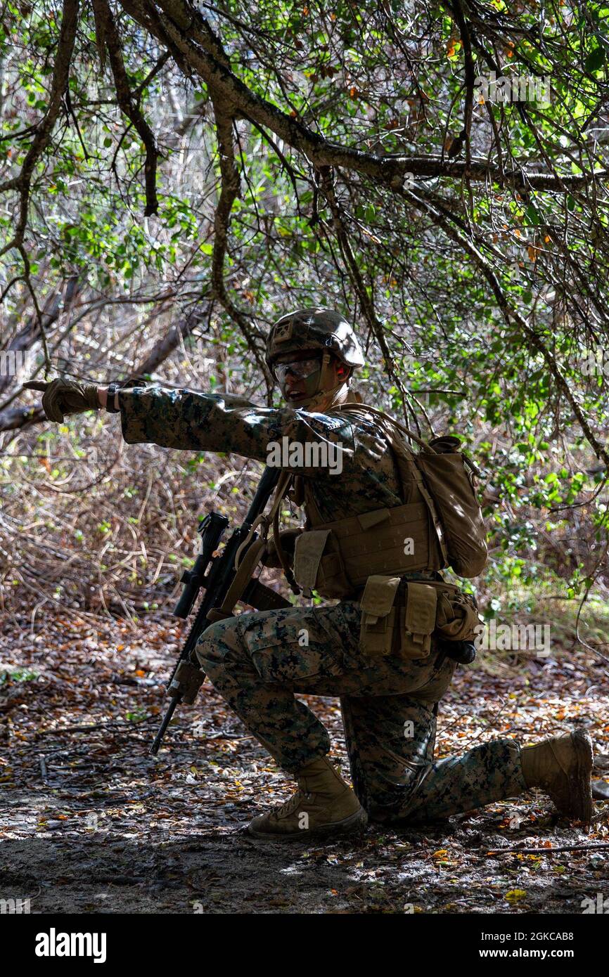 A U.S. Marine with Alpha Company, Infantry Training Battalion, School ...