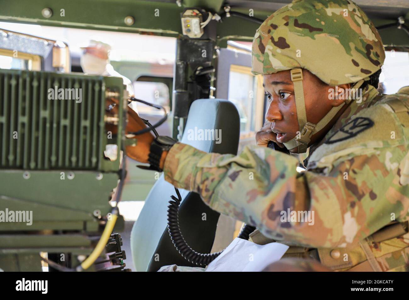 Pfc. Shaniah Edwards assembling a Single Channel Ground and Airborne ...