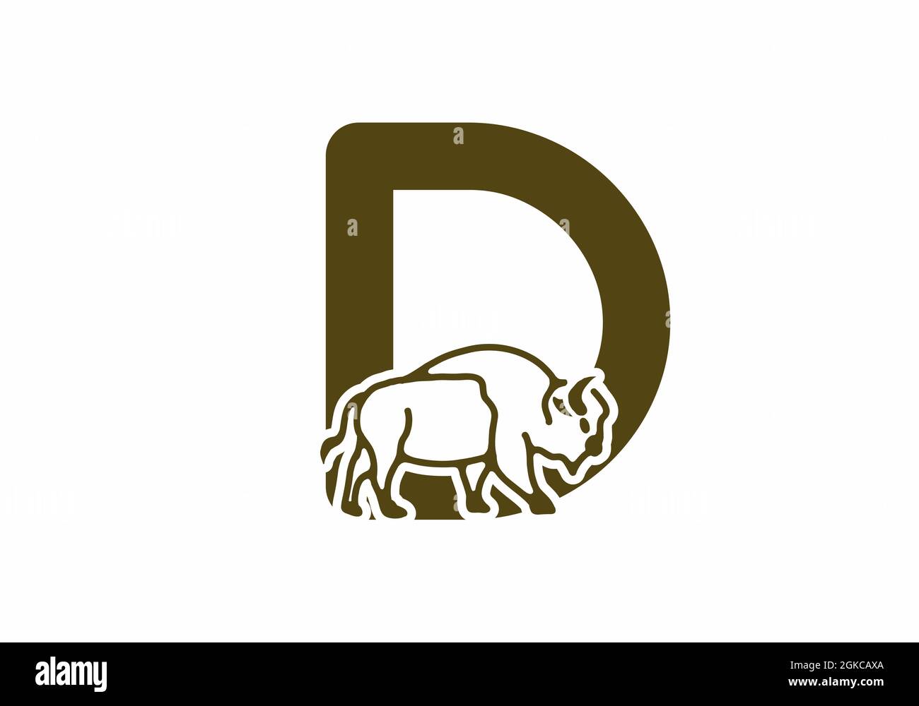 Initial letter D with bison line art design Stock Vector Image & Art ...