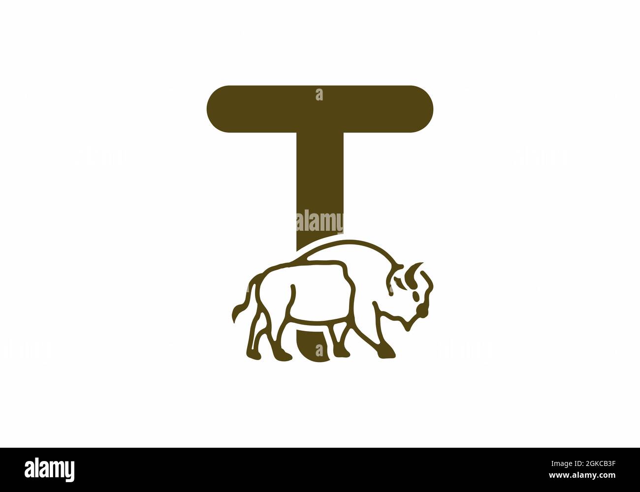 Initial letter T with bison line art design Stock Vector Image & Art ...