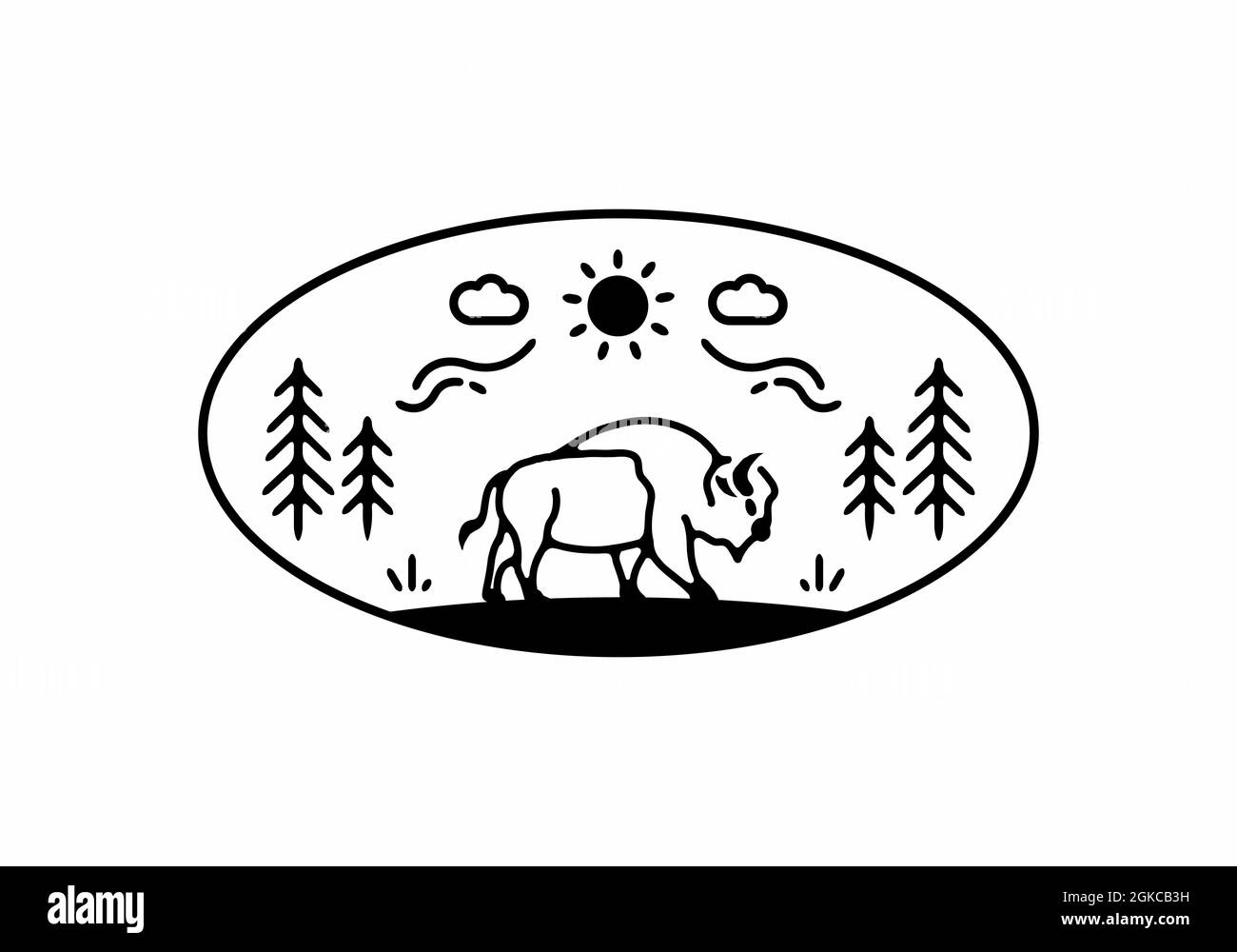 Line art illustration of bison design Stock Vector Image & Art - Alamy