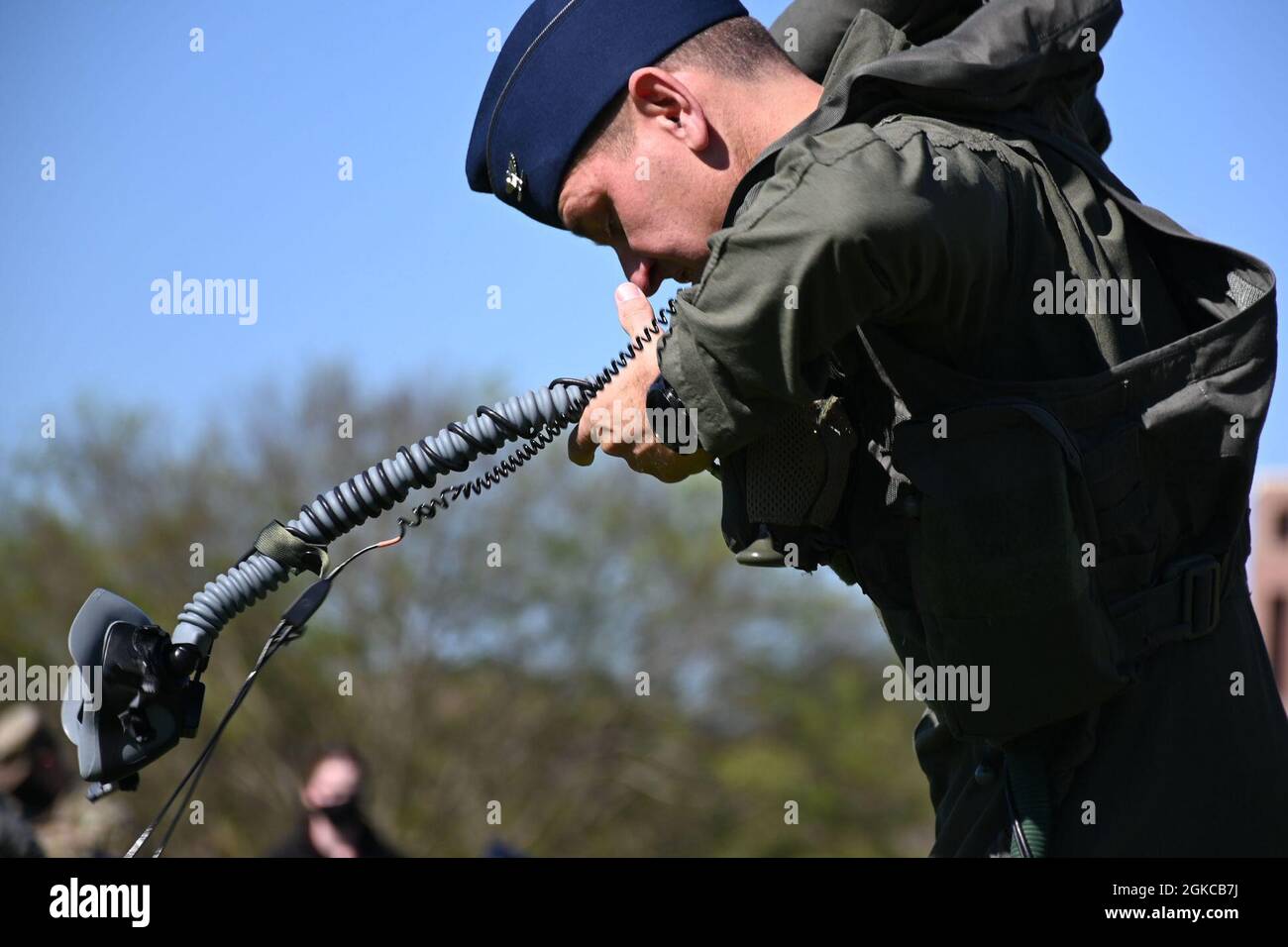 U.S. Air Force Col. Jon Wheeler, 33rd Fighter Wing commander, shows ...