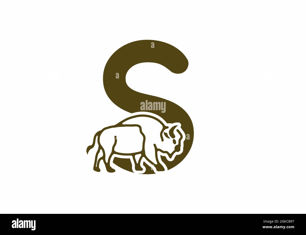 Initial letter S with bison line art design Stock Vector Image & Art ...