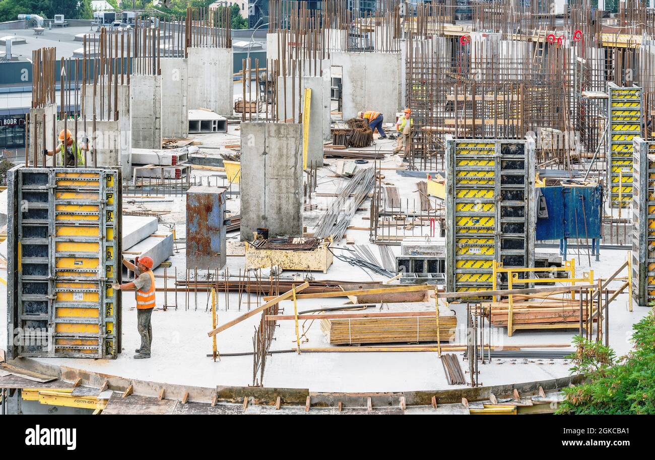 Kiev, Ukraine - August 3, 2019: New building under construction and ...