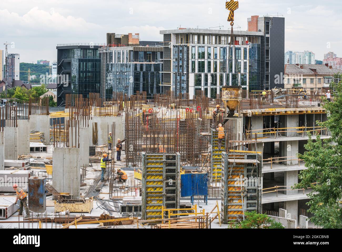 Kiev, Ukraine - August 3, 2019: New building under construction and ...