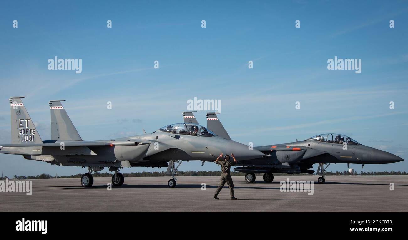 Master Sgt. Tristan McIntire, 40th Flight Test Squadron, marshals the F ...
