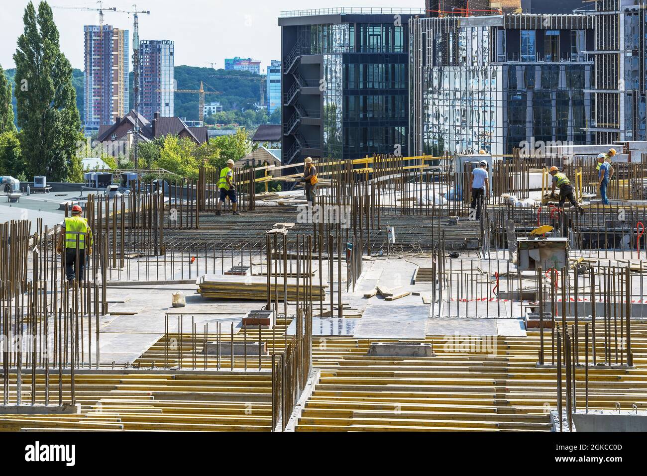 Kiev, Ukraine - August 9, 2019: New building under construction and ...