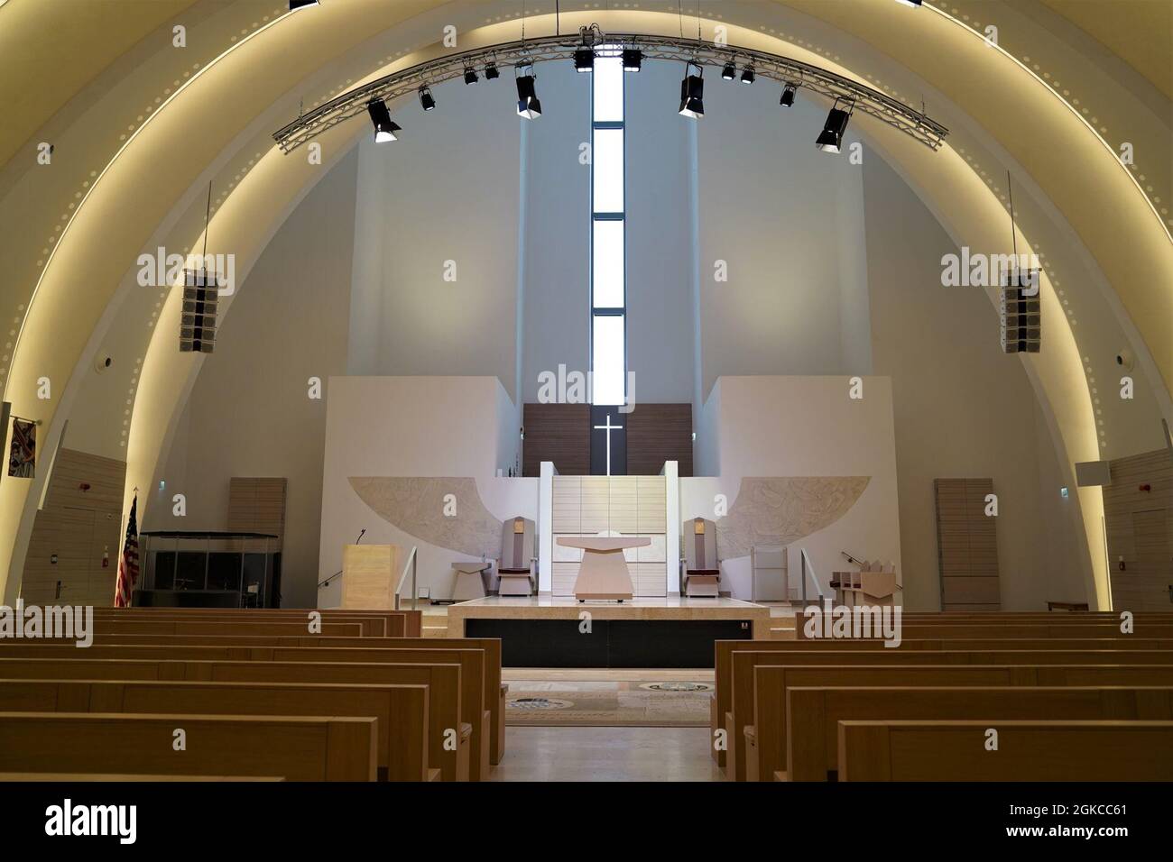 The interior layout and stage of the Netzaberg Chapel, March 11, 2021 ...