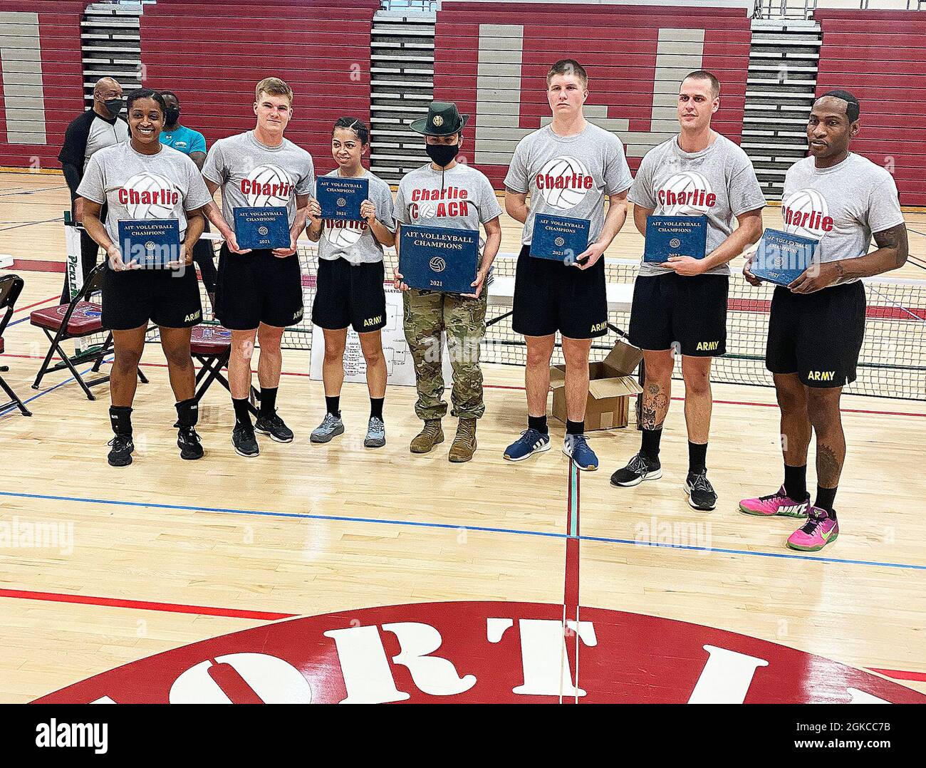 Members of the Charlie Company, 262nd Quartermaster Battalion, pose for ...