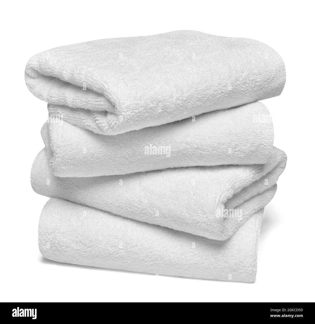 close up of a stack of white towels bathroom on white background Stock ...