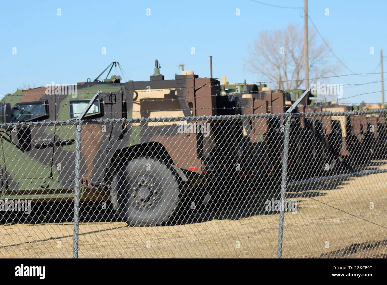 Joint Light Tactical Vehicles (JLTV) are shown in a staging area on the ...