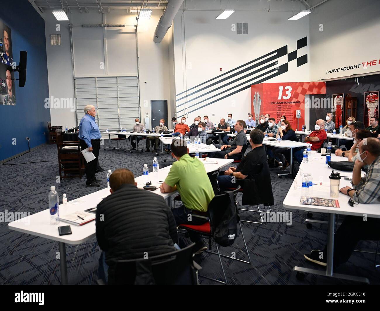 Rick Hendrick, Owner, Hendrick Motorsports speaks with leadership from ...