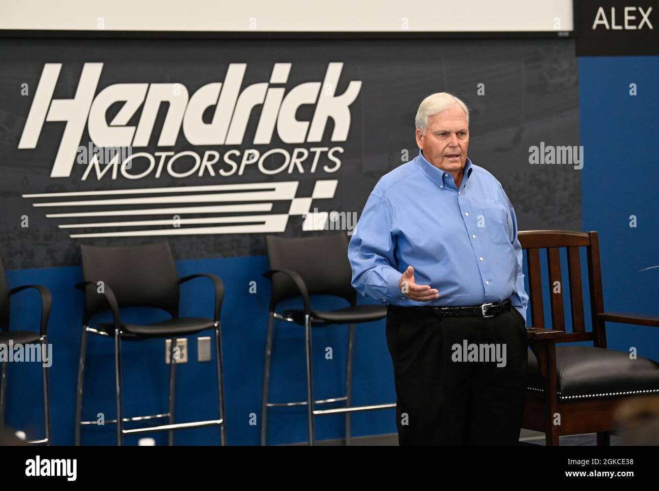 Rick Hendrick, Owner, Hendrick Motorsports speaks with leadership from ...