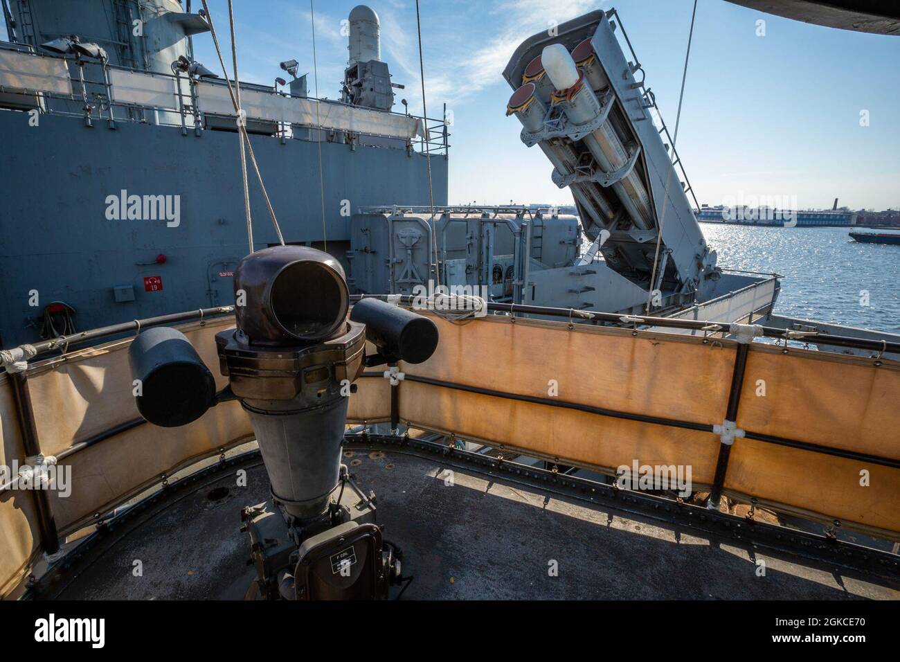 One of the eight Tomahawk Cruise Missile launchers on the USS New ...
