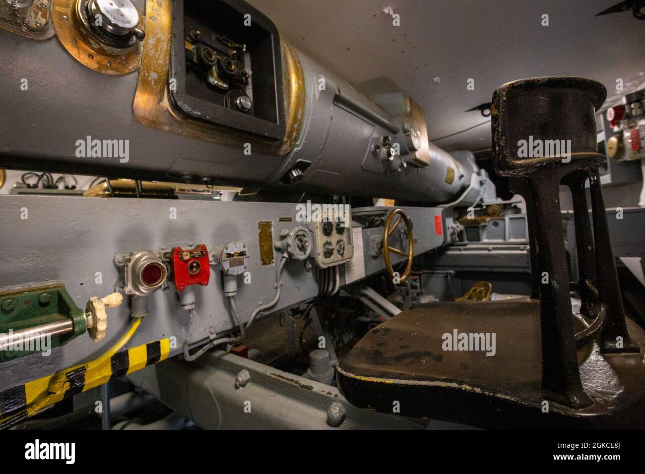 Interior view of a 16-inch gun turret on the USS New Jersey (BB-62 ...