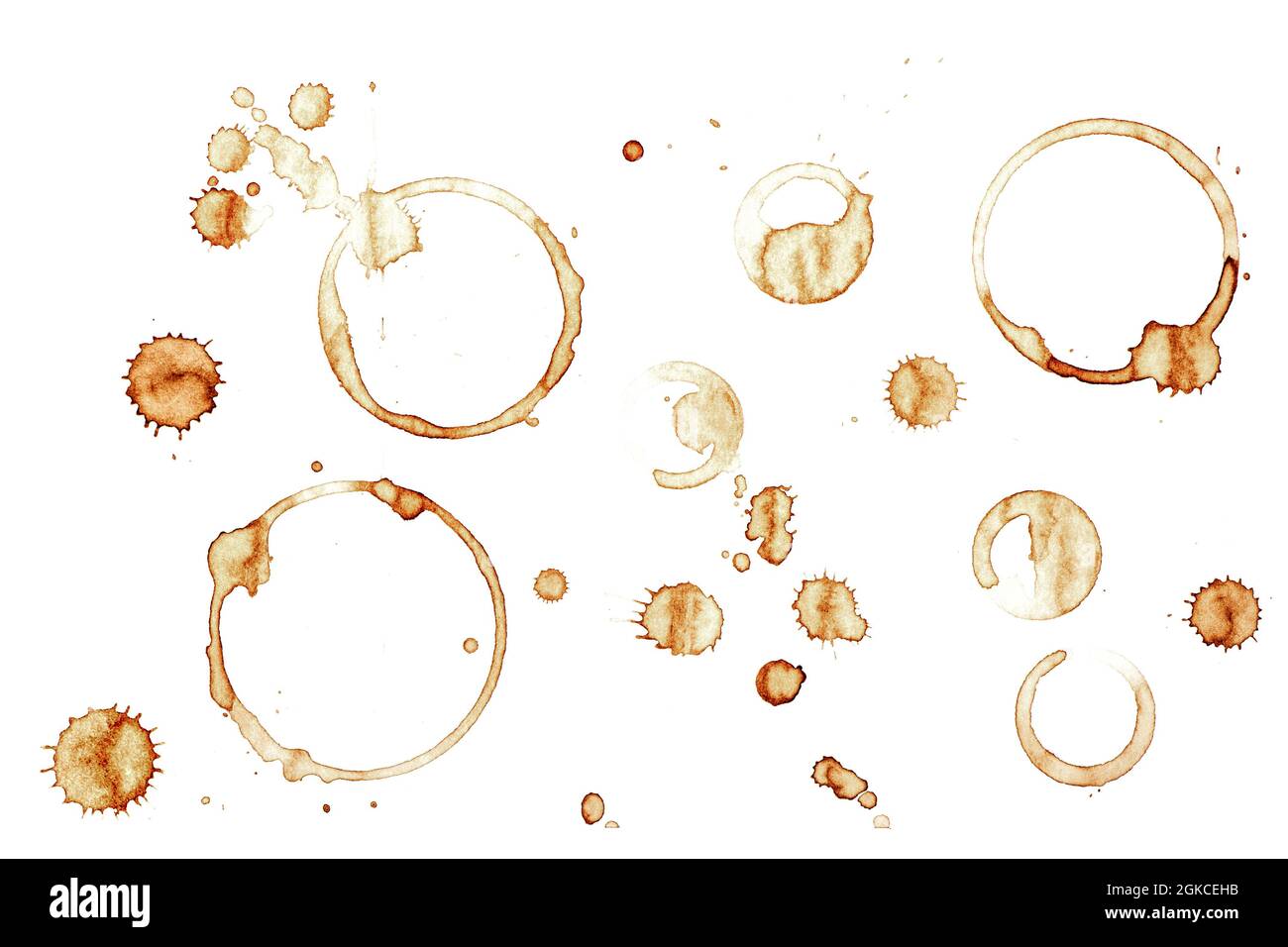 Coffee tea stains on white background Stock Photo - Alamy