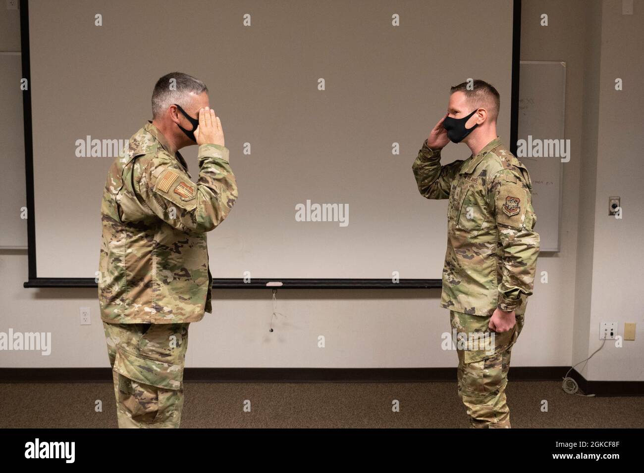 U.S. Air Force Master Sgt. Shawn Dougherty, right, 60th Aircraft Maintenance Squadron aerospace ...