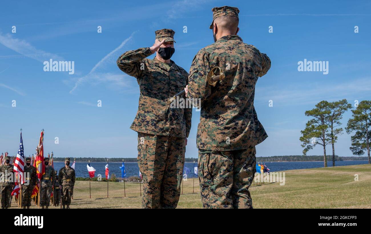 U.S. Marine Corps Sgt. Maj. William J. Gwaltney salutes Col. George ...