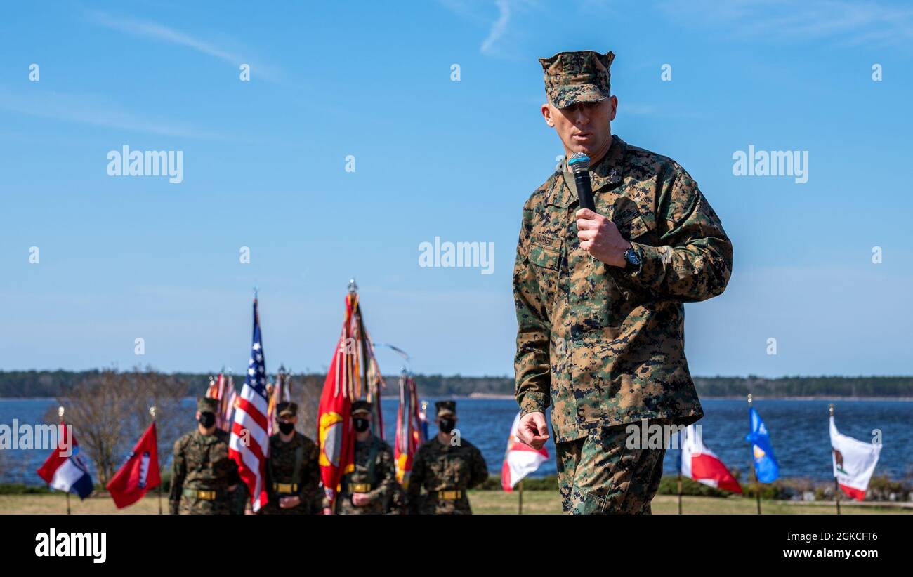 Col. George Markert, chief of staff, 2nd Marine Logistics Group speaks ...