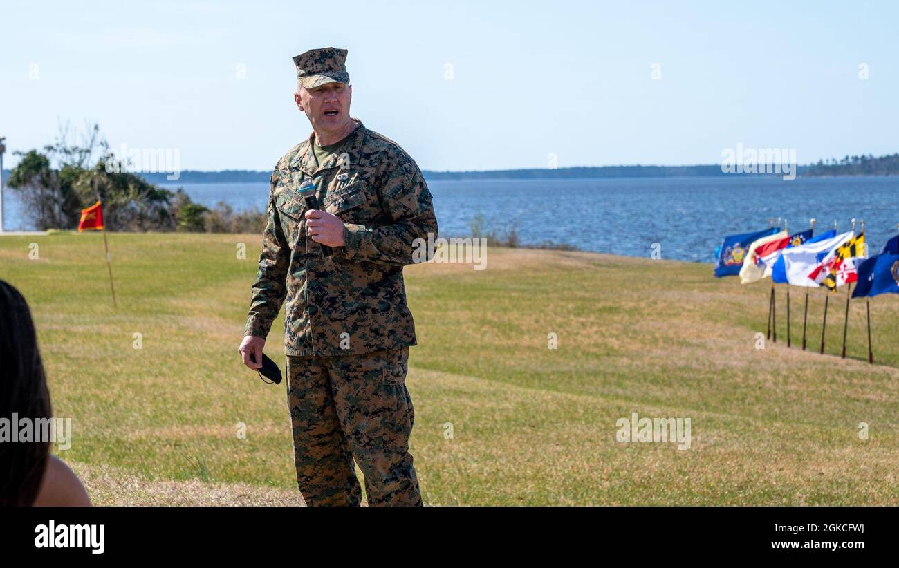 U.S. Marine Corps Sgt. Maj. William J. Gwaltney speaks during a relief ...