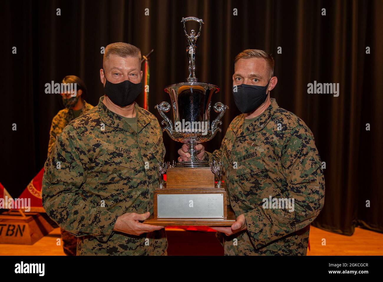 U.S. Marine Corps Maj. Gen. Julian D. Alford, left, commanding general ...