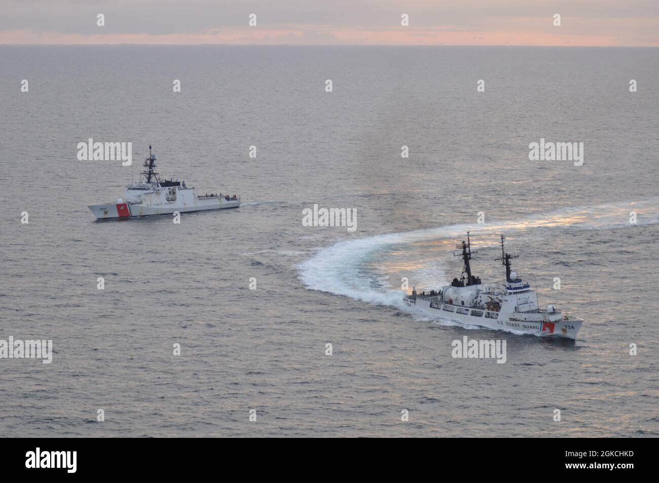 The Coast Guard Cutter Stratton’s (WMSL 752) crew relieves the crew of ...