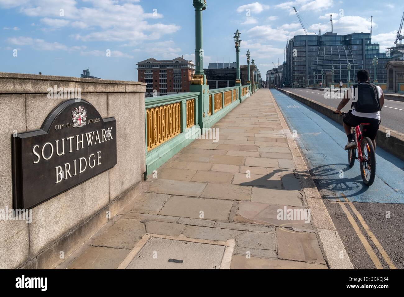Cycle Lane, Southwark Bridge, London, UK Stock Photo - Alamy