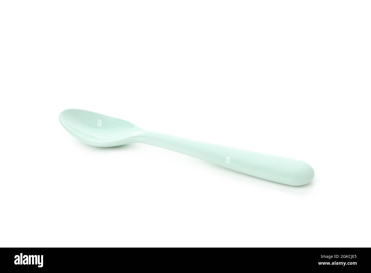 Single plastic spoon isolated on white background Stock Photo - Alamy