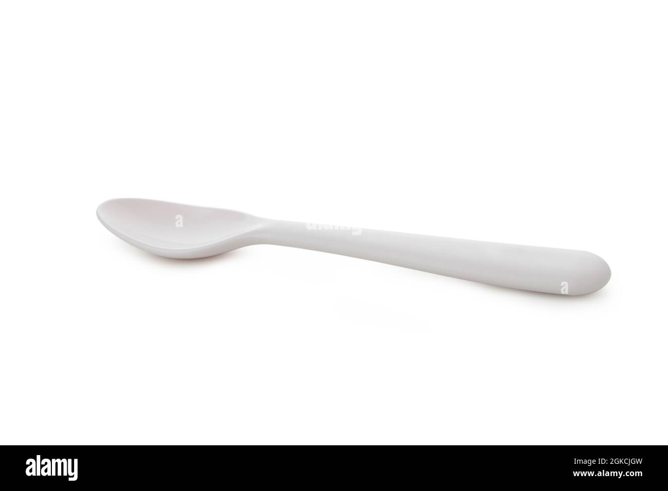 Single plastic spoon isolated on white background Stock Photo - Alamy