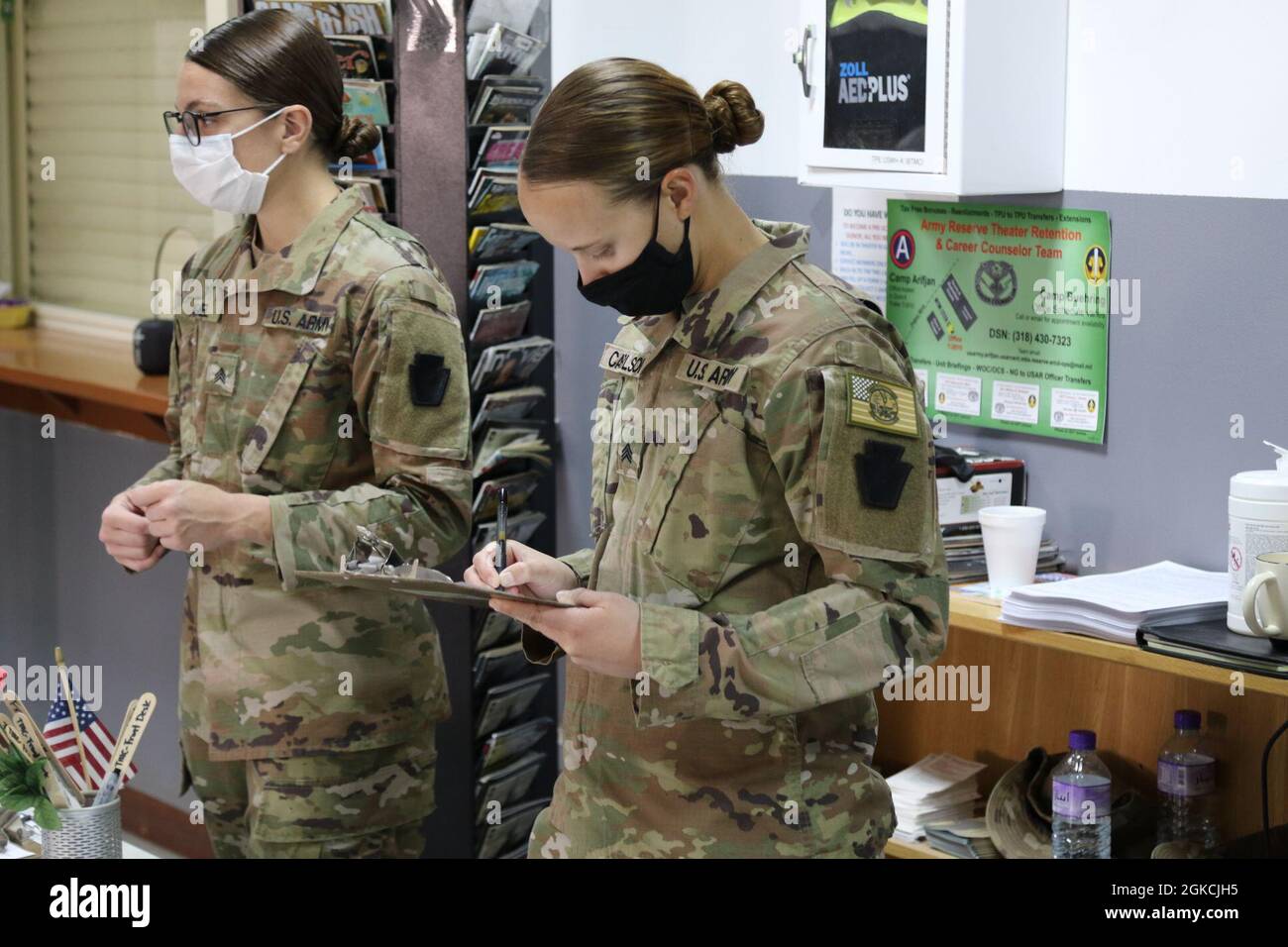 U.S. Army Sgt. Emily Armel, left, and Sgt. Brianna Carlson, combat ...