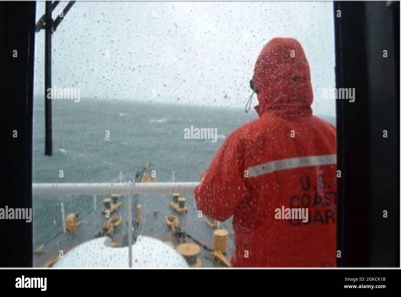 A crewmember of Coast Guard Cutter Seneca stands the lookout watch off ...