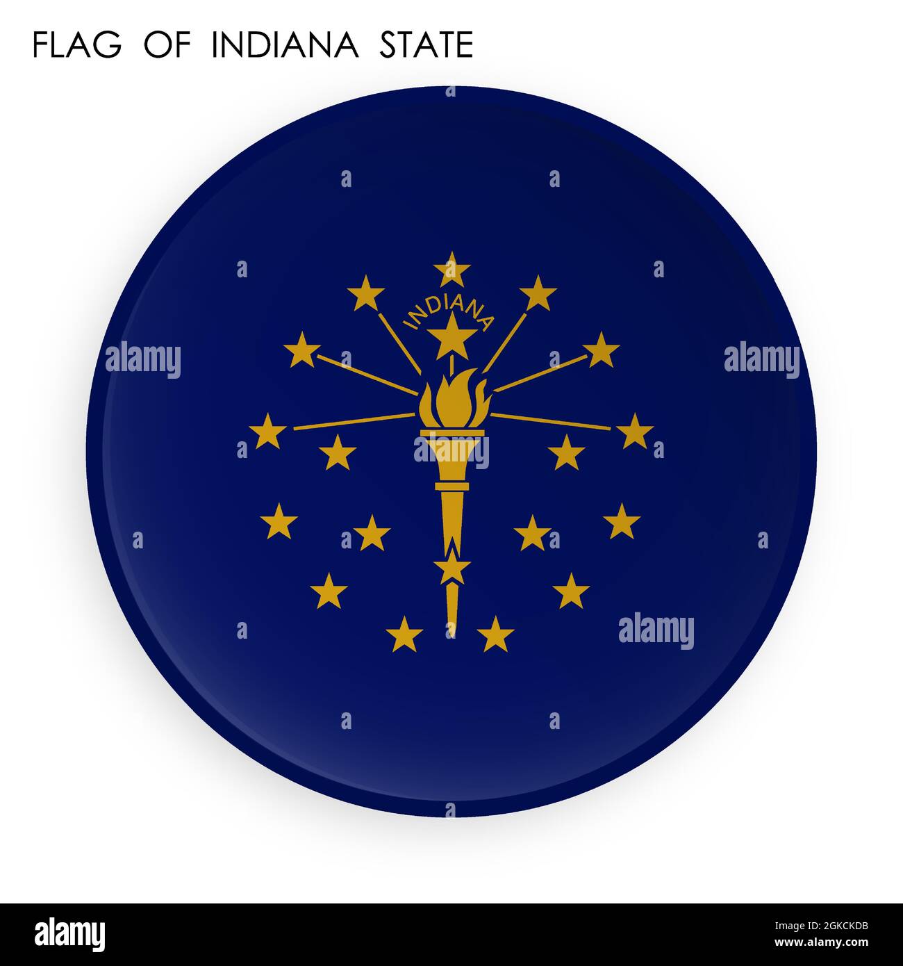 american state of INDIANA flag icon in modern neomorphism style. Button ...