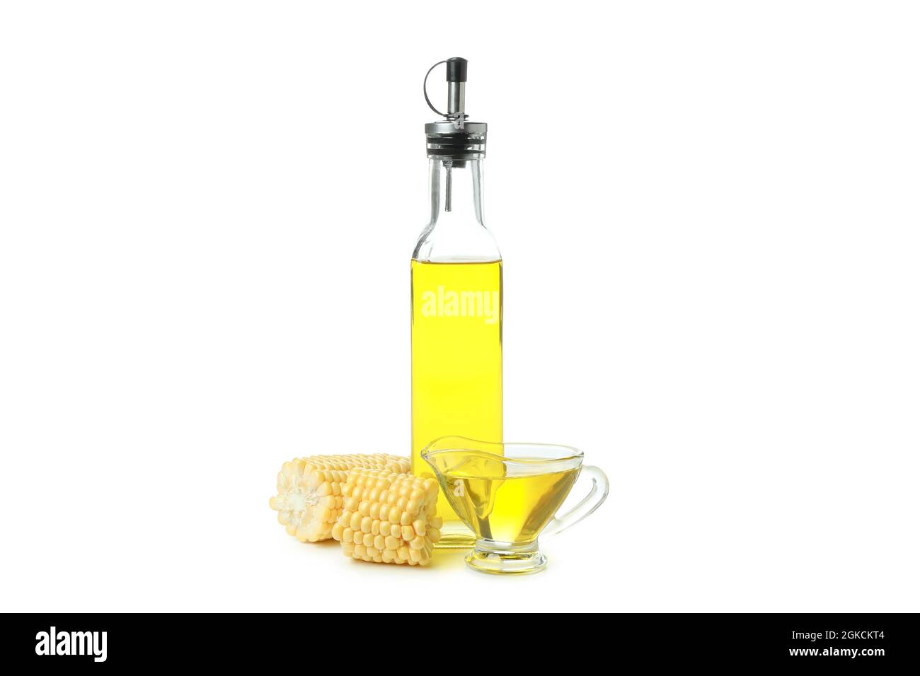 Fresh corn oil isolated on white background Stock Photo - Alamy