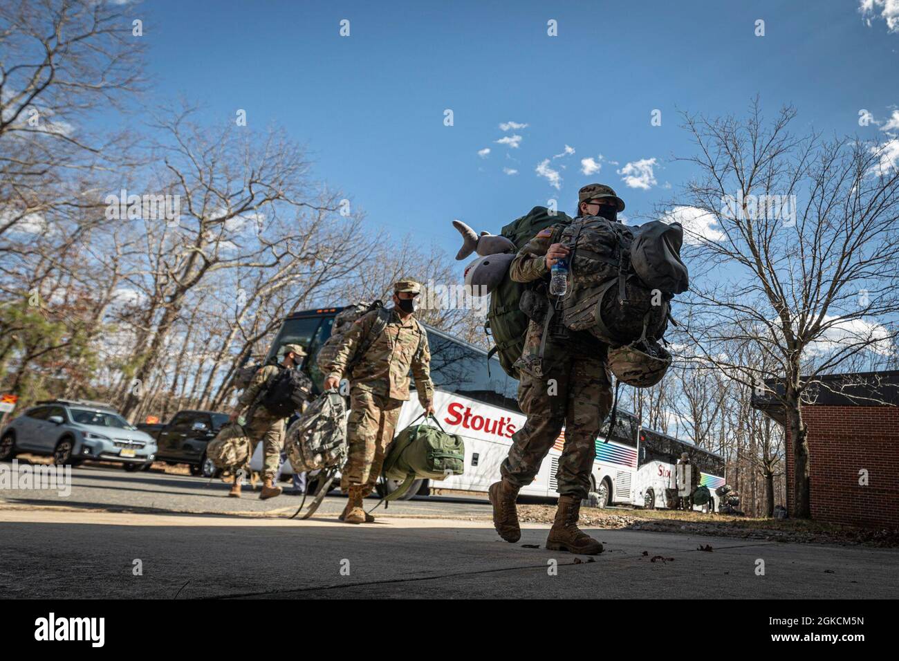 U.S. Army Soldiers with Charlie Battery, 3rd Battalion, 112th Field Artillery arrive at the ...