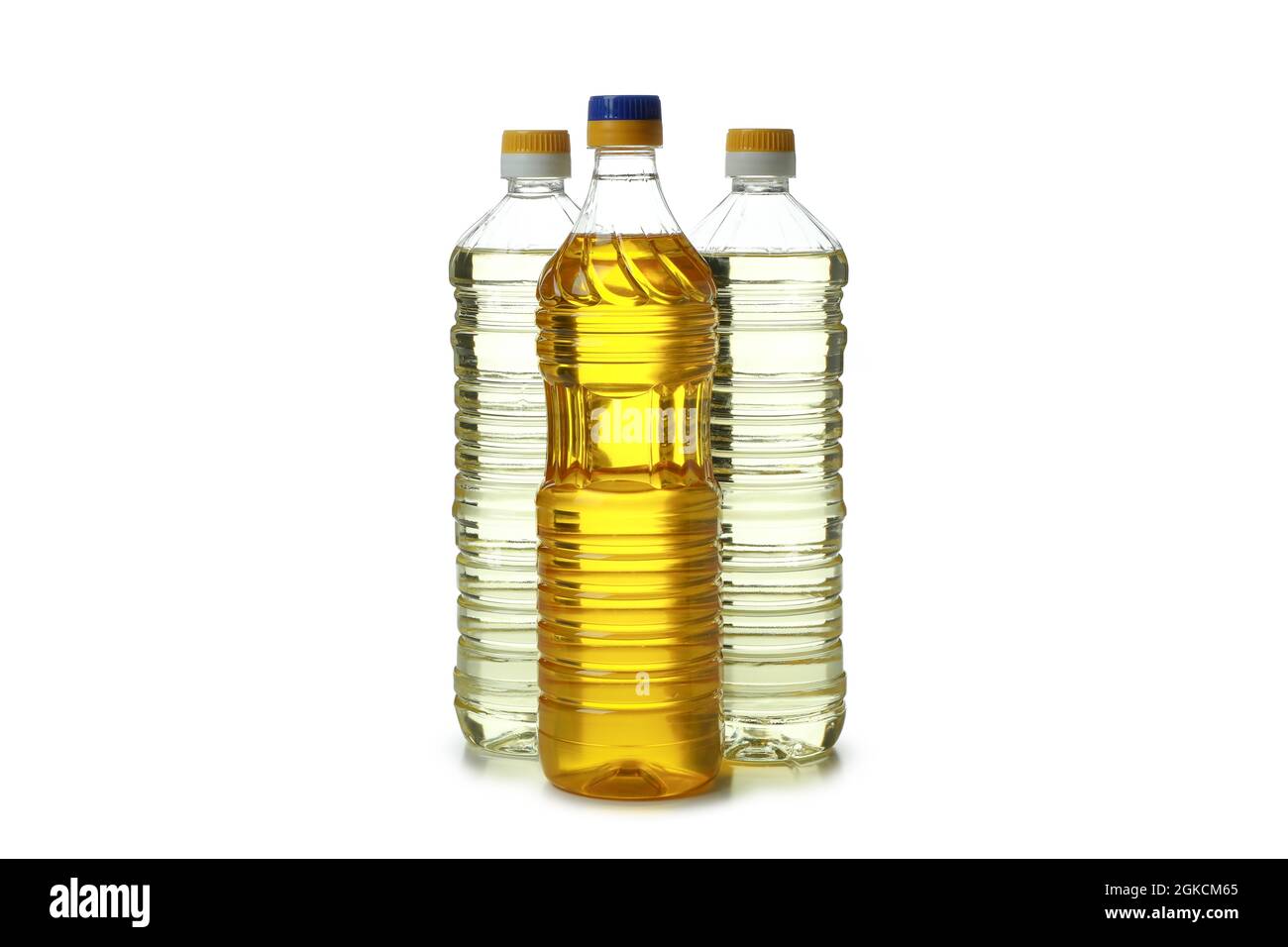 Bottles of sunflower oil isolated on white background Stock Photo - Alamy