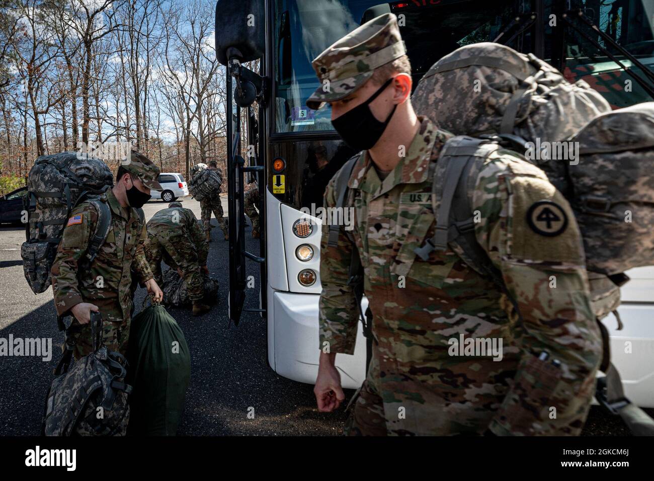 U.S. Army Soldiers with Charlie Battery, 3rd Battalion, 112th Field Artillery arrive at the ...