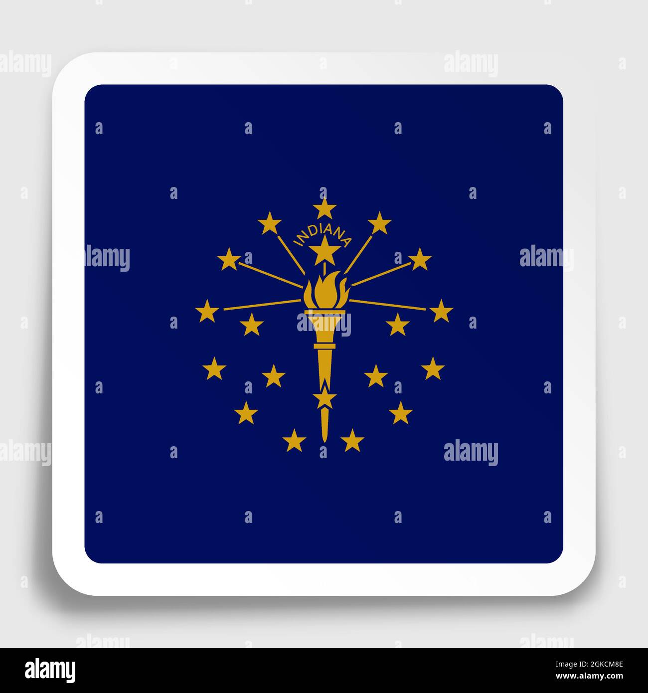 american state of INDIANA flag icon on paper square sticker with shadow ...