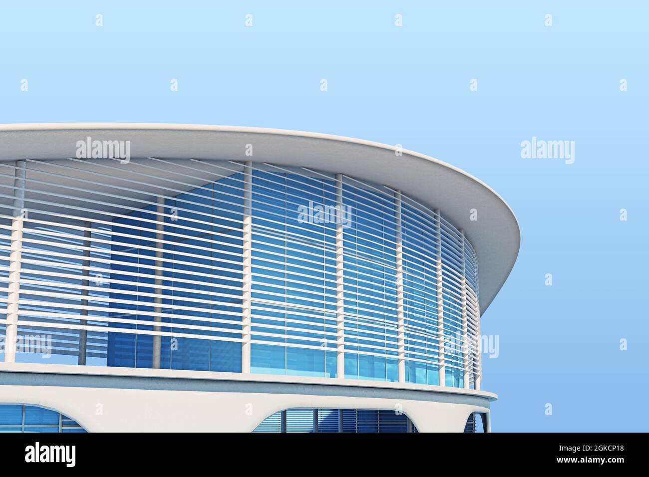 curved wall of a modern building facade close-up. 3d rendering Stock ...