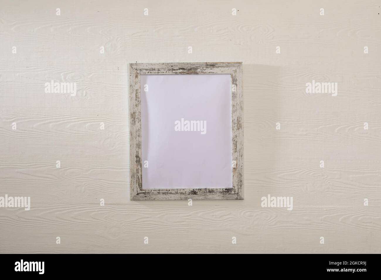 Composition of white card in frame with copy space on white background ...