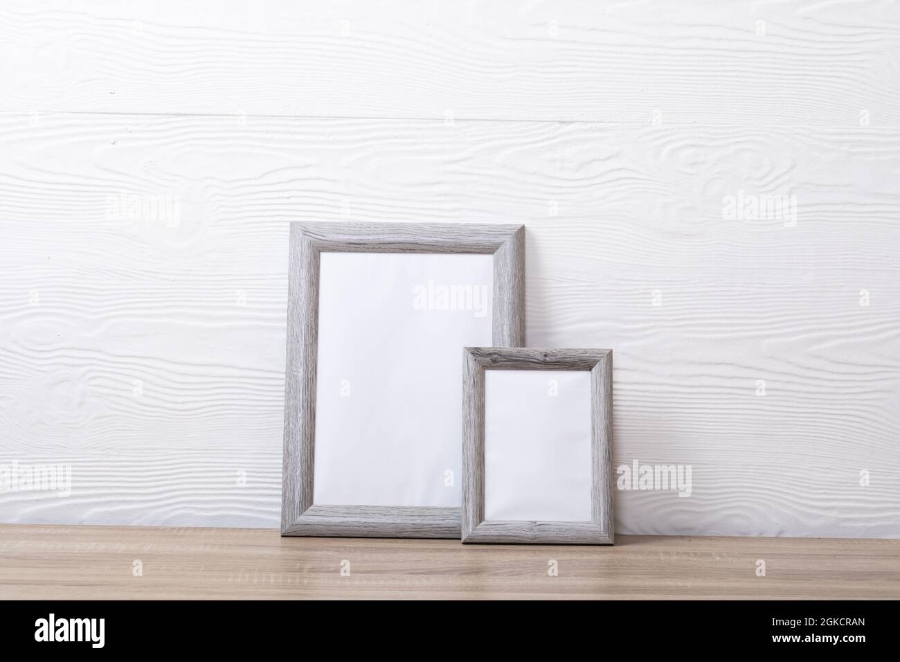 Composition of white cards in frames with copy space on white ...