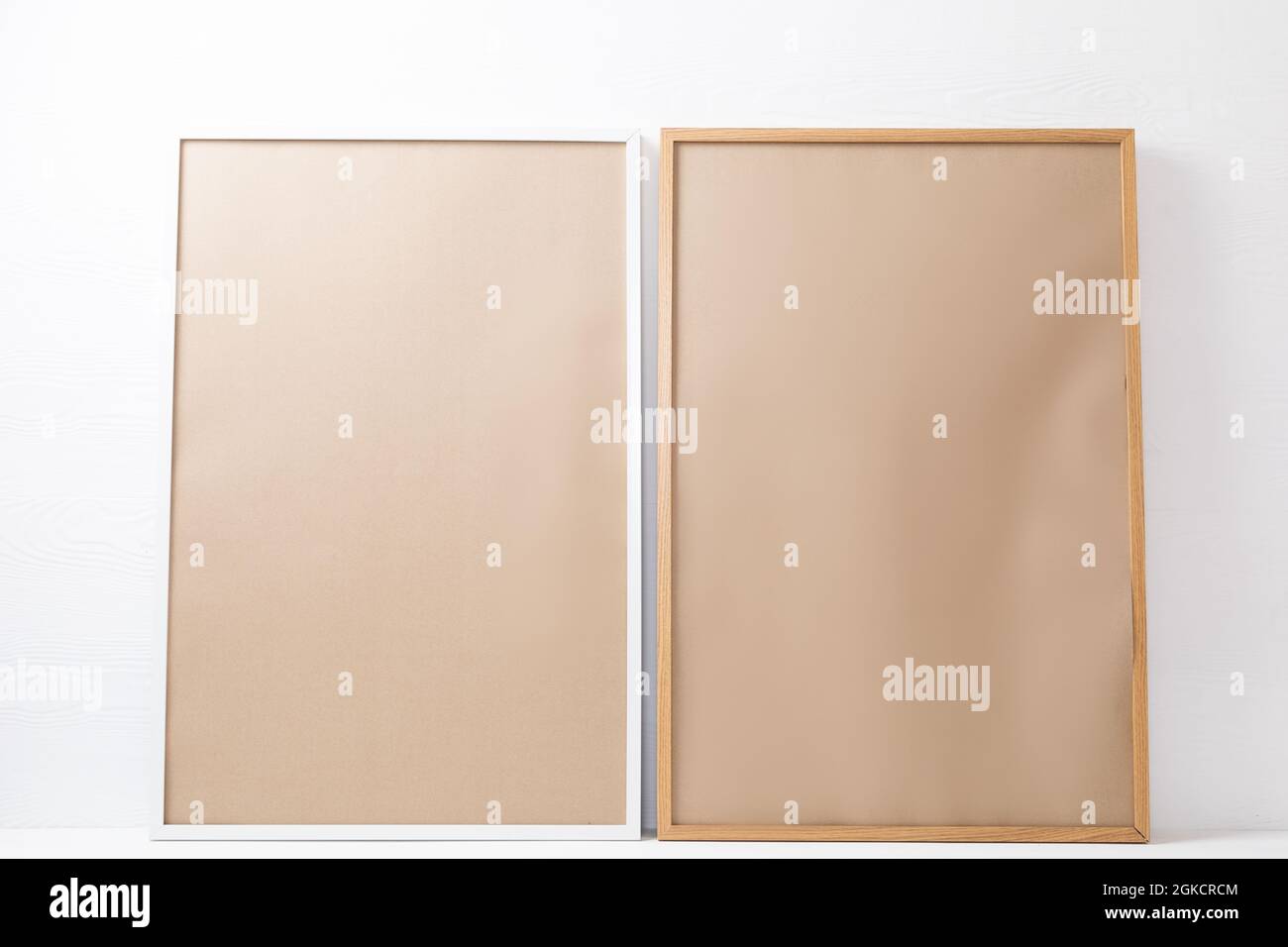 Composition of brown cards in frames with copy space on white ...