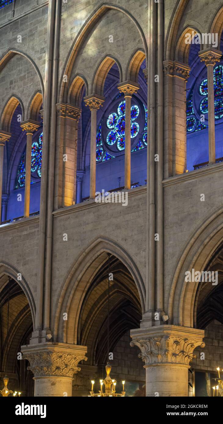 Inside of Cathedrale Notre-Dame de Paris in Paris, France Stock Photo ...