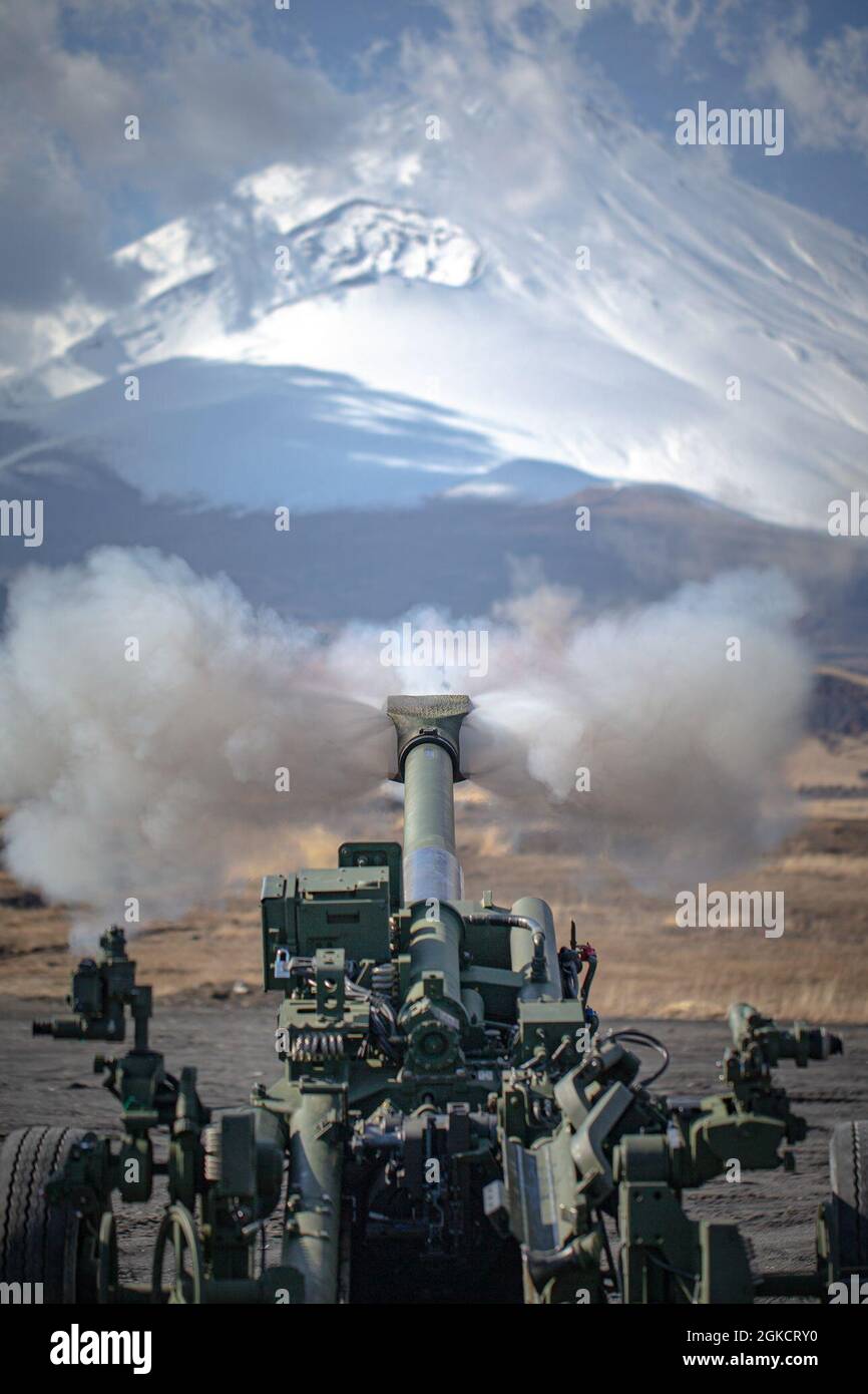 An M777 towed 155 mm howitzer assigned to Echo Battery, Battalion ...