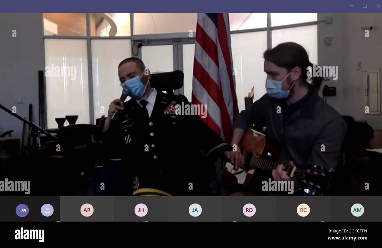 Capt. Luis Avila sings during the virtual 2021 Army Trials closing ...