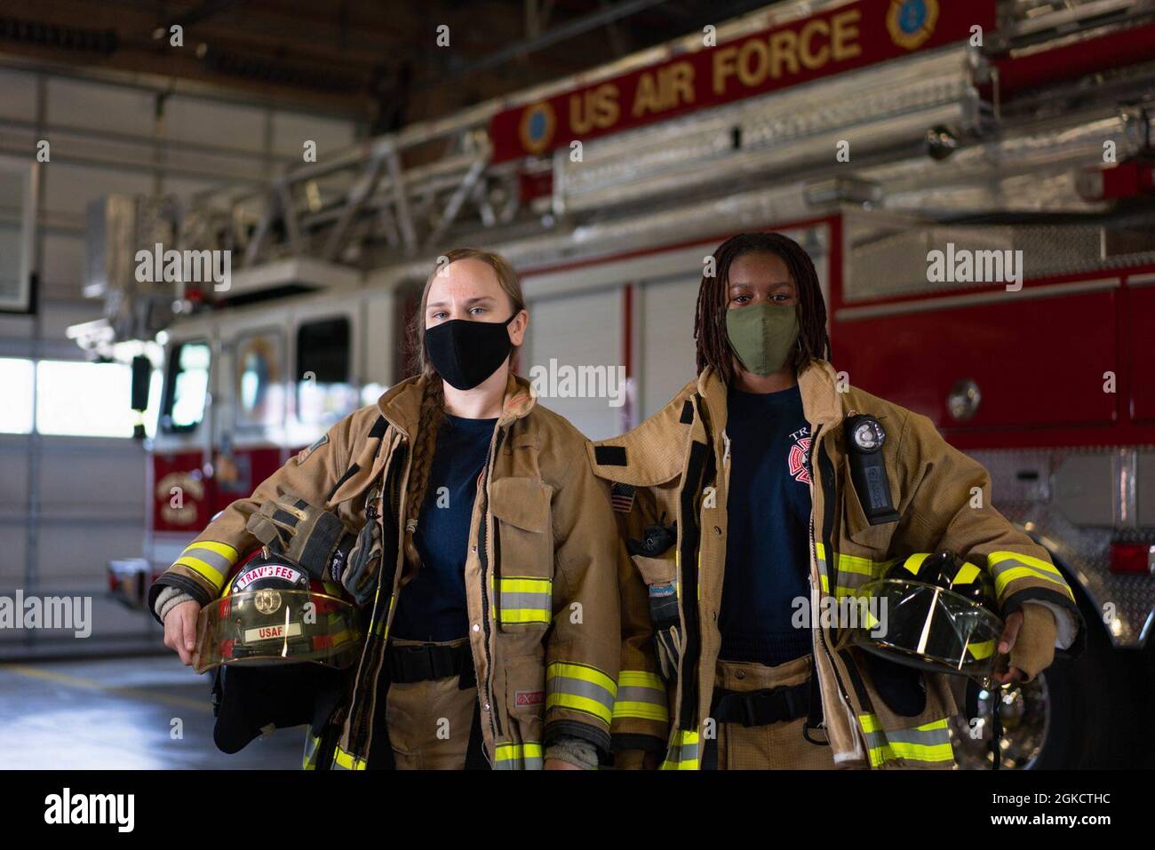 U.S. Air Force Staff Sgt. Kami Clarkson, left, and Airman 1st Class ...
