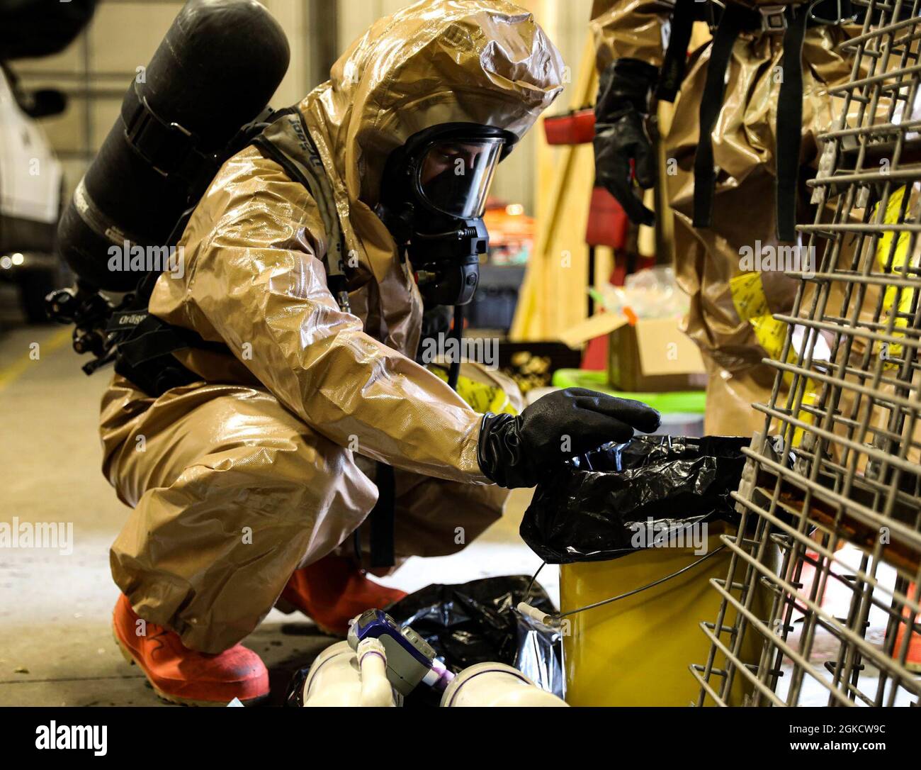 Soldier from 41st civil support team collects samples of potential ...