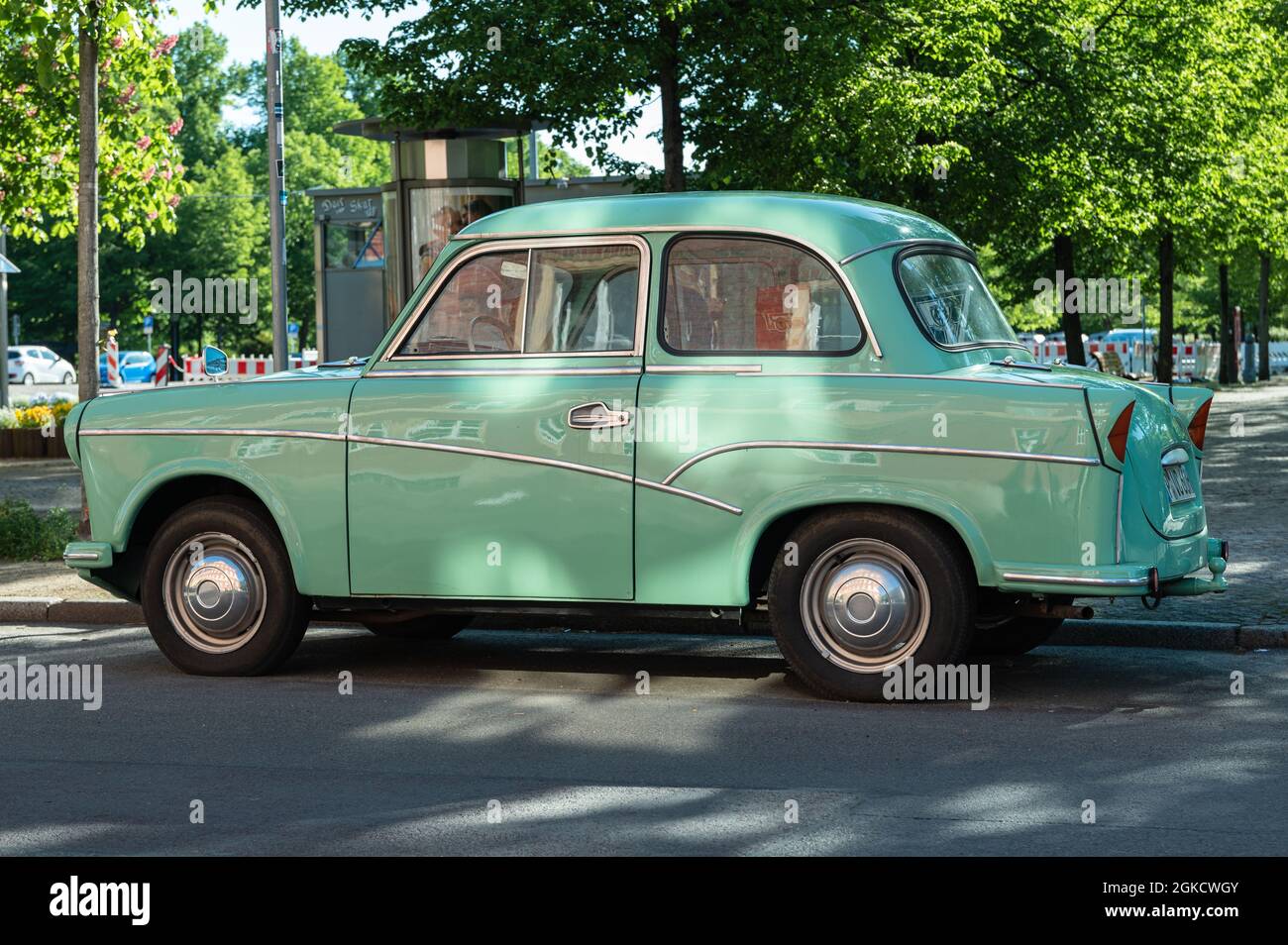 beautifully restored old green Trabant 500 from the left Stock Photo ...