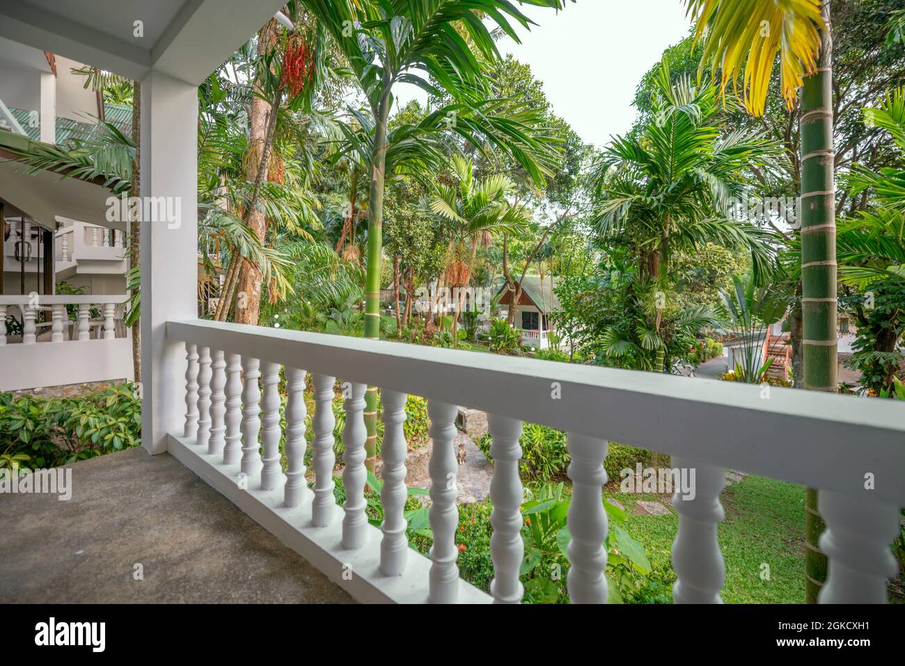 White terrace railing of a bungalow in a Thai resort Stock Photo - Alamy