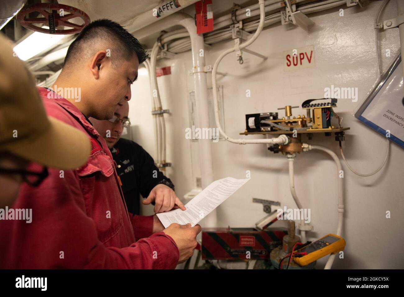 210316-N-WQ732-4005 MEDITERRANEAN SEA (March 16, 2021) Electrician’s ...