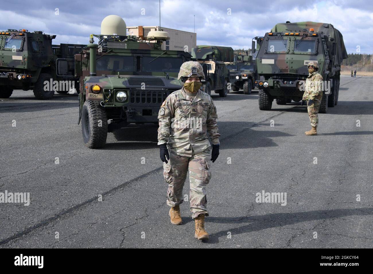 U.S. Army Cpt. Dallas Villarreal, left, with Regimental Support ...